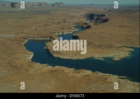 Aerial view of Lake Powell, near Page, Arizona and the Utah border, USA ...
