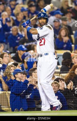 Los Angeles Dodgers center fielder Justin Dean makes a catch during the ...