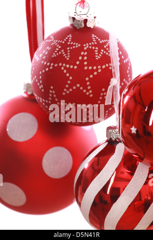 Hanging red boruballs in studio envionment Stock Photo - Alamy