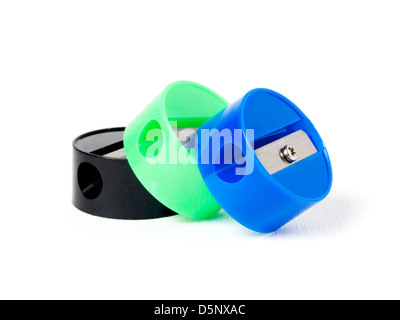 three different colors sharpener Stock Photo - Alamy