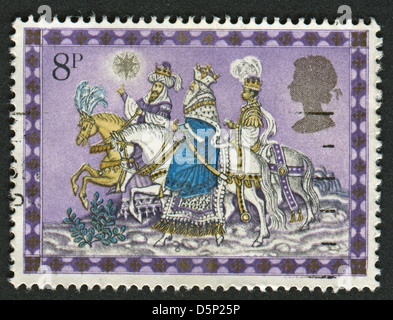 Christmas postage stamp with three kings,1979 Great Britain Stock Photo ...
