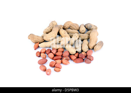 A lot of Peanuts on isolated over white background Stock Photo - Alamy
