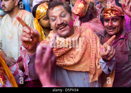 Dancing during Holi Festival, Mathura, Uttar Pradesh, India Stock Photo ...