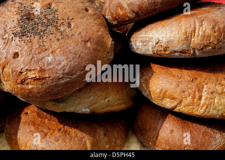 Czech bread in the Farmers market Naplavka, Prague, Czech Republic ...