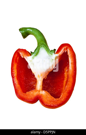 red sweet bell pepper half isolated on white background Stock Photo - Alamy