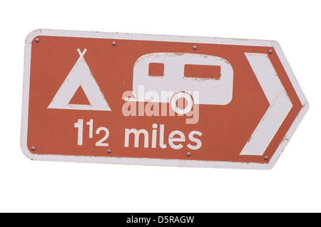 Caravan and Campsite Camping Brown Information Sign UK Pointing to a ...