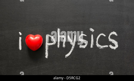 I love physics phrase handwritten on the school blackboard Stock Photo ...