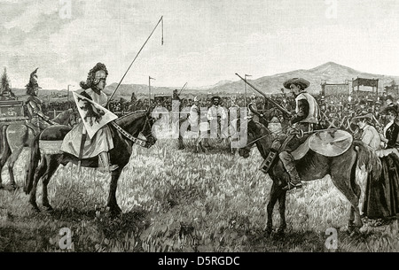 Illustration of Don Quixote, the knight errant on his exhausted horse ...