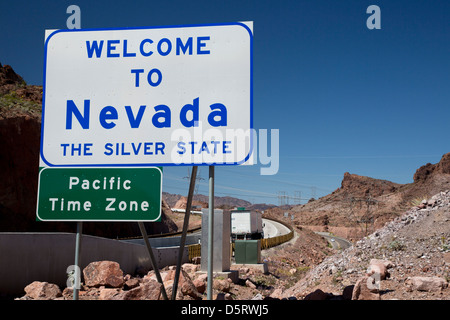 "Welcome to Nevada" state sign on the California State Line in the ...