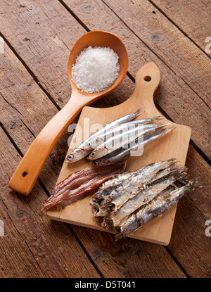 Anchovies fish salted fillet marinated snack Stock Photo - Alamy