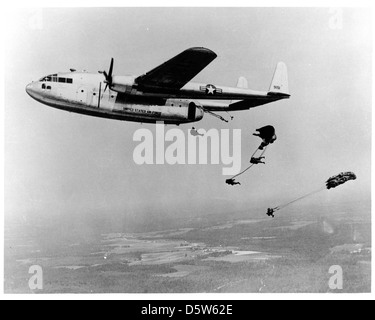 The Fairchild C-119C 'Flying Boxcar' was a twin-engine transport ...