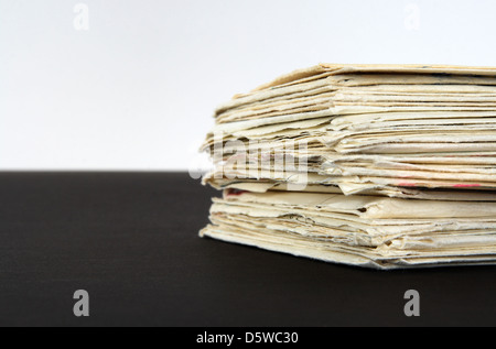 Stack of old letters on white background Stock Photo - Alamy