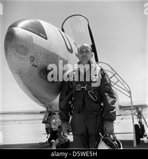 NACA test pilot Milburn 'Mel' G. Apt is seen with a Lockheed T-33 ...