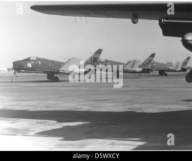 An FJ-4 Fury from VU-7 squadron is positioned on the flight deck at ...