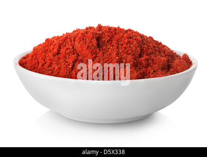 Ground paprika in plate isolated Stock Photo - Alamy