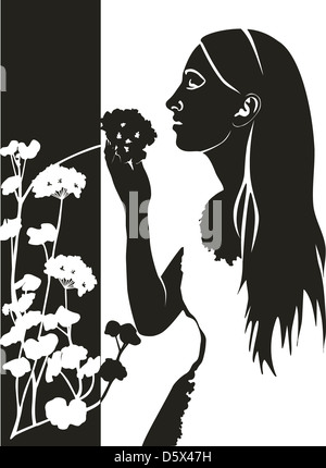 Vector beautiful fashion girl in hat Stock Photo - Alamy