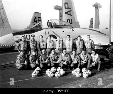 The McDonnell F2H-2 'Banshee' of VF-11 'Red Rippers' operates aboard ...