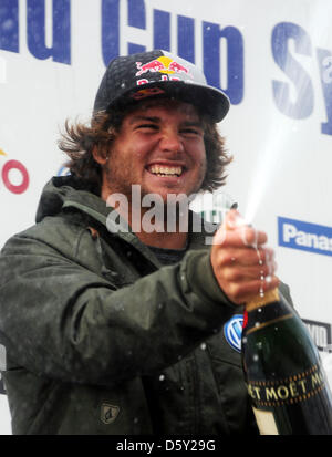 German windsurfer Philip Koester celebrates his Worldcup victory at the ...