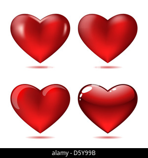 Set of red frame with hearts Stock Photo - Alamy