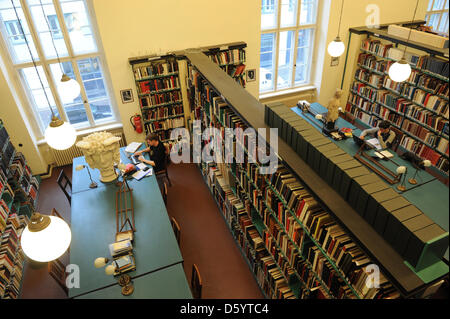 A student works at the archaeology library branch of the Humboldt ...