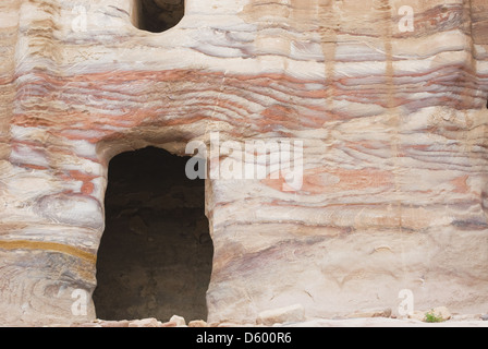 sandstone cave entrance in dark. sand covered ground. latvia Stock ...