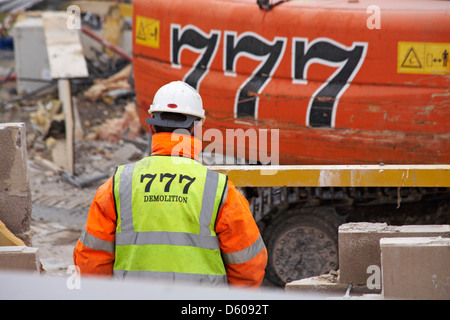 worker carrying out final stages of the demolition of the Imax complex ...