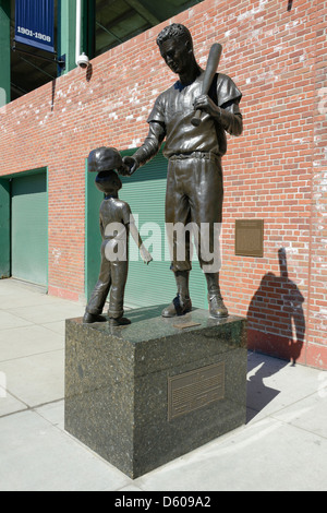 Statue of Ted Williams outside Fenway Park, home of the Boston Red Sox ...