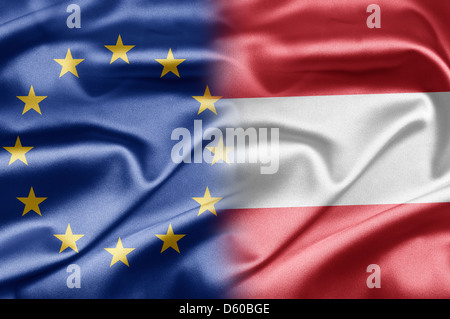 Flag of Austria and EU European Union Stock Photo - Alamy