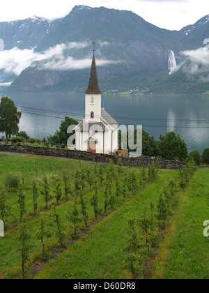 The Nes Church on the Lustra Fjord,Norway Stock Photo - Alamy