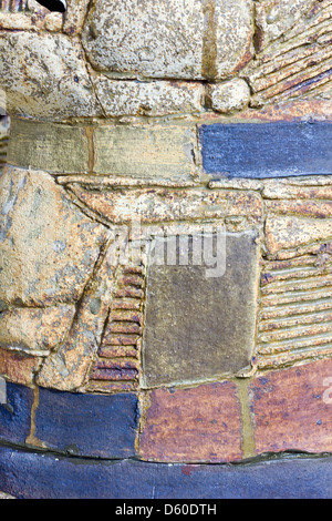 Mosaic of colored tiles and natural stones. Ceramic mosaic background ...