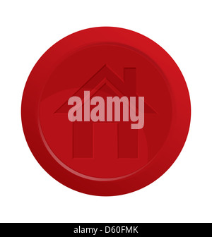 Glossy red button with house symbol. 3D illustration Stock Photo - Alamy