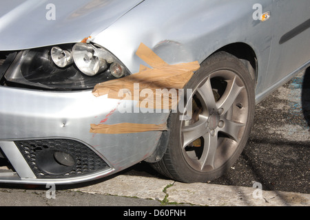 temporary repair for smashed car window Stock Photo - Alamy