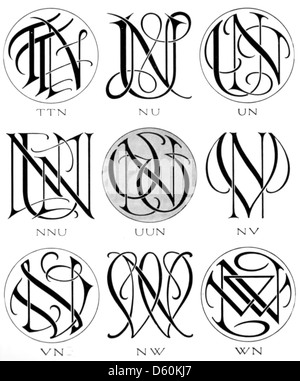 A 1906 design showcasing various monograms and ciphers, used in early ...