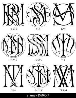 A 1906 guide on the use of monograms and ciphers, detailing the various ...