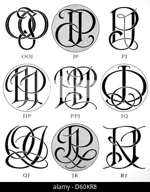 This image features monograms and ciphers from a 1906 typography ...