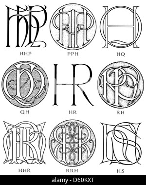 A 1906 work on monograms and ciphers, featuring various examples of ...