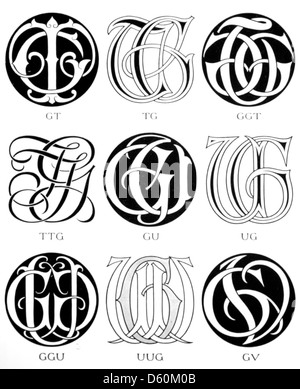 This image showcases various monograms and ciphers from a 1906 ...