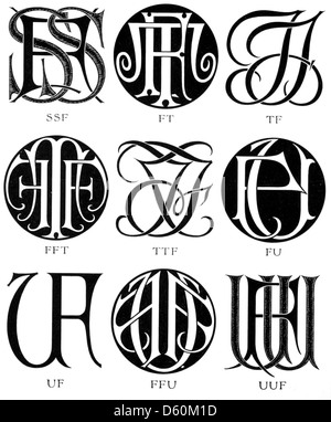 A 1906 collection of monograms and ciphers, showcasing different styles ...