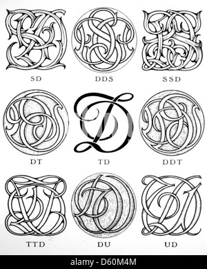 A 1906 book featuring various monograms and ciphers, showcasing ...