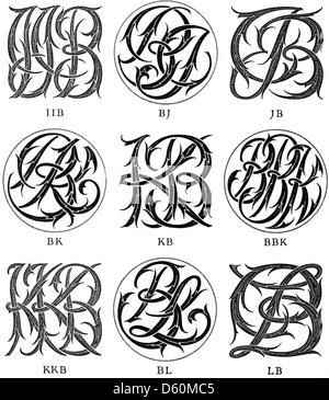 A 1906 design showcasing various monograms and ciphers, used in early ...