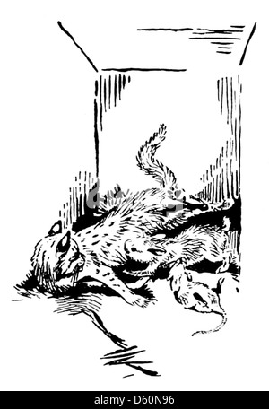 An illustration from 'Animal Heroes' depicting cows, hares, and rabbits ...