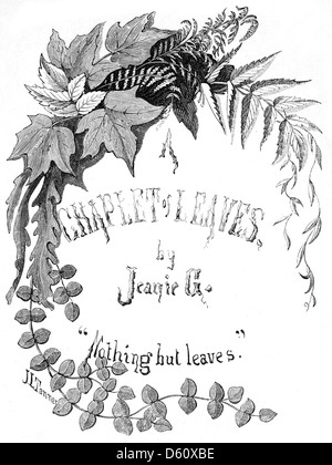 An 1869 illustration from 'A Chaplet of Leaves', showcasing a floral ...