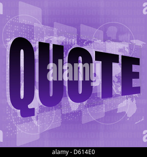 quote word on digital screen with world map Stock Photo - Alamy