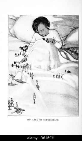 "The Land of Counterpane". Vintage illustration from A child's garden ...