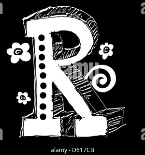 Hand drawn calligraphy letter R. watercolor Script font. Isolated ...