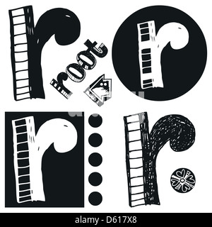 Hand drawn calligraphy letter R. watercolor Script font. Isolated ...