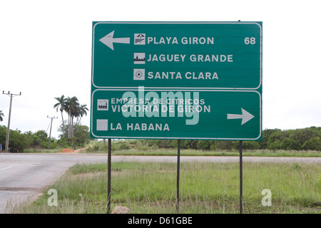 Cuba: road signage / directions Stock Photo - Alamy