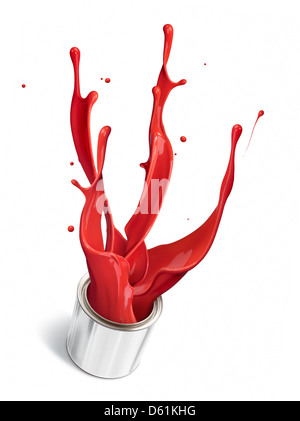 red paint splashing isolated on white Stock Photo - Alamy