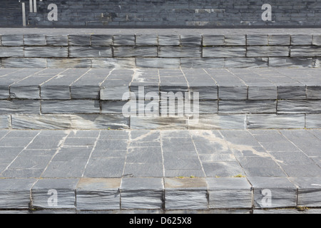 Blocks of Welsh slate form the steps at the Cardiff Bay entrance to the ...