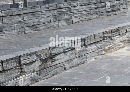 Blocks of Welsh slate form the steps at the Cardiff Bay entrance to the ...